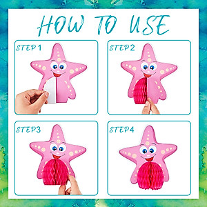 12 Pieces Under The Sea Party Decorations Ocean Sea Animal Honeycomb Centerpiece Ocean Themed Party Table Decoration Fish Sea Creature Mermaid Birthday Centerpiece for Beach Baby Shower Party Supplies