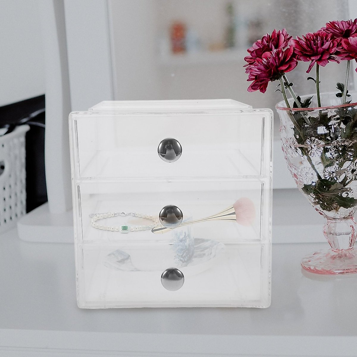 Cabilock Drawer Storage Box Box make up drawer desktop drawers organizer desktop storage box with drawer cosmetic display case Acrylic Storage rack jewelry trash box drawers Facial mask