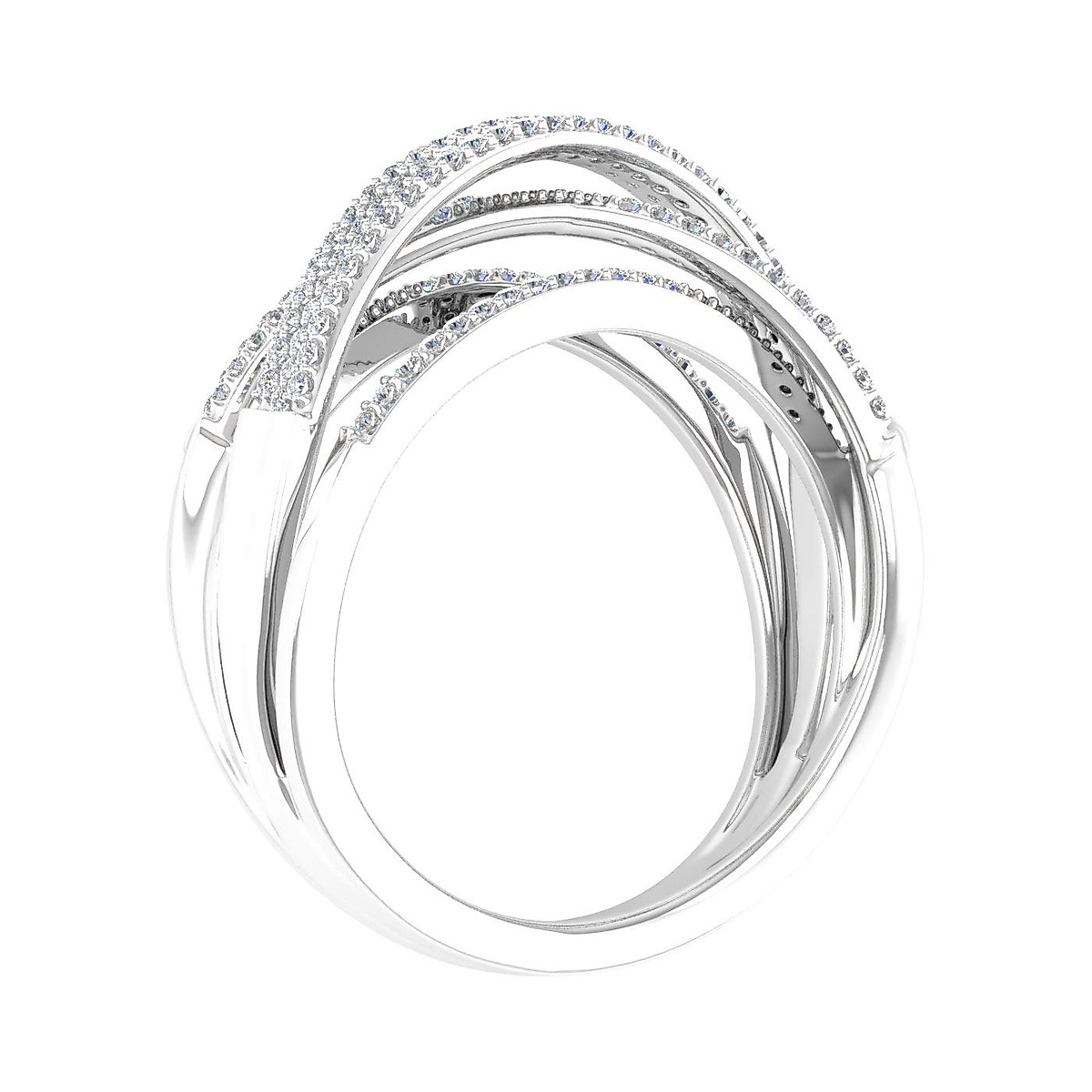 0.52 Carat Diamond Bypass Wedding Band Ring in 10K White Gold (Ring Size 11)