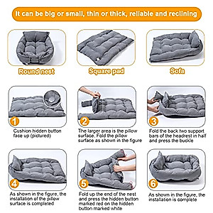 PStarDMoon Bunny Bed for Small Animals with 2 Pee Pad, Machine Washable Sleeping Rabbit Sofa Bed Bottom Breathable Soft Bunny Bed for Cats Kittens Rabbits Bunny Guinea Pigs Kitty (Grey, Style 1)