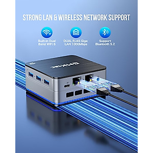GMKtec Desktop Mini PC Intel N100 Windows 11 Pro 12GB DDR5 256GB SSD Dual LAN, Mini Computer 4K Triple Display, WiFi6, BT5.2, Energy Efficient
