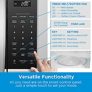 Midea MOR17BSA-SS 1.7 Cu.ft. Over The Range Microwave Oven with Smart Touch Panel, Auto Cooking Menu, 1000 W, 300 CFM Ventilation, in Stainless Steel