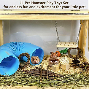 kathson Hamster Tunnels,Pet Plastic Tube,Guinea Pig Foldable Exercising Training Hide Tunnel,with Fun Chinchillas Chew Toys for Gerbils Ferrets Rats Mice and Other Small Animals (Blue)