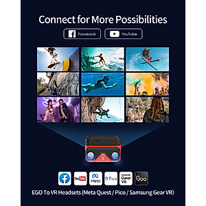 KanDao QooCam EGO 3D Camera - Viewer-Integrated 3D VR Camera, 24MP/8K Photos/4K 60FPS Videos Stereoscopic 3D Instant Display Camera, Compatible on VR Headsets/AR Glasses/Projectors, Black Standalone