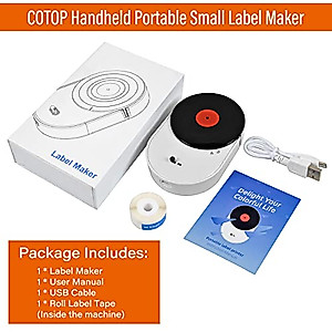 COTOP Label Maker Printer No Ink, Portable Home Use Sticker Maker Wireless Connection Label Machine Tape Included Compatible with iOS + Android Office Home Organization