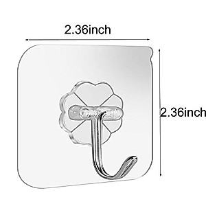 ONESWI Adhesive Wall Hooks 15lb(Max) Transparent Reusable Traceless Hooks,Waterproof and Oilproof,Bathroom Kitchen Heavy Duty Self Adhesive Hooks,20 Packs