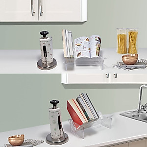 Sumerflos Acrylic Desktop Bookcase, Book Storage Organizer Bookshelves, Clear Mordern Tabletop Storage Rack for Office Home Shelf Display for Cd/Magazine/Book - Clear