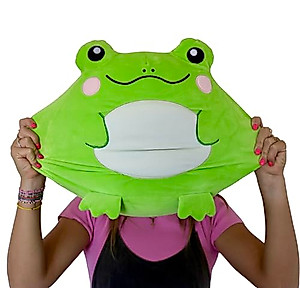 Snuggaboos Adorable Large 15 Inch Zoe The Frog Squish Plush Pillow - Super Soft Original Cute Plushie Toy: Smiling Stuffed Animal Gift for Kids and Adults