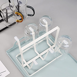 Alunsito Glass Cup Drying Rack, Nordic Style Wine Glass Drying Rack, Coffee Cup Holder, Water Bottle Organizer Metal Stand, Suitable for Home, Office, Kitchen, Black