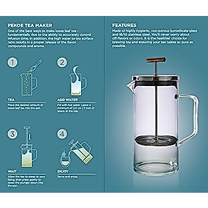 Teabloom Tea Press with Copper Pull Handle and Stainless Steel Filter – Tea Connoisseur's Choice – Pekoe Tea Maker, 34-Ounce
