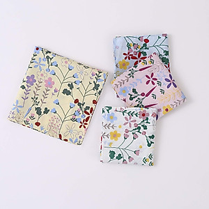 HOULIFE 4/8 PCS Women Cotton Floral Handkerchiefs 100% 60S Elegant Flower Print Hankies for Ladies Girls Wedding Party