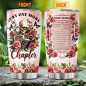JENOIS Flower Floral Skull, Book Gifts, Tumbler 20 Oz With Lid And Straw, Book Reader Nutrition Facts