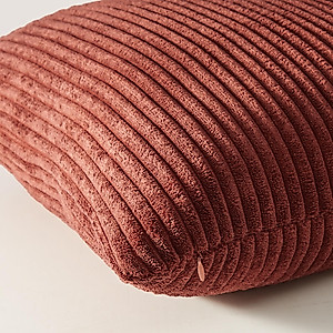 Topfinel Fall Burnt Orange Decorative Throw Pillows Covers 18x18 Inch Set of 4,Yellow Green Gradient Series Corduroy Striped Square Pillow Case,Western Modern Cushion Cover for Couch Sofa Bedroom