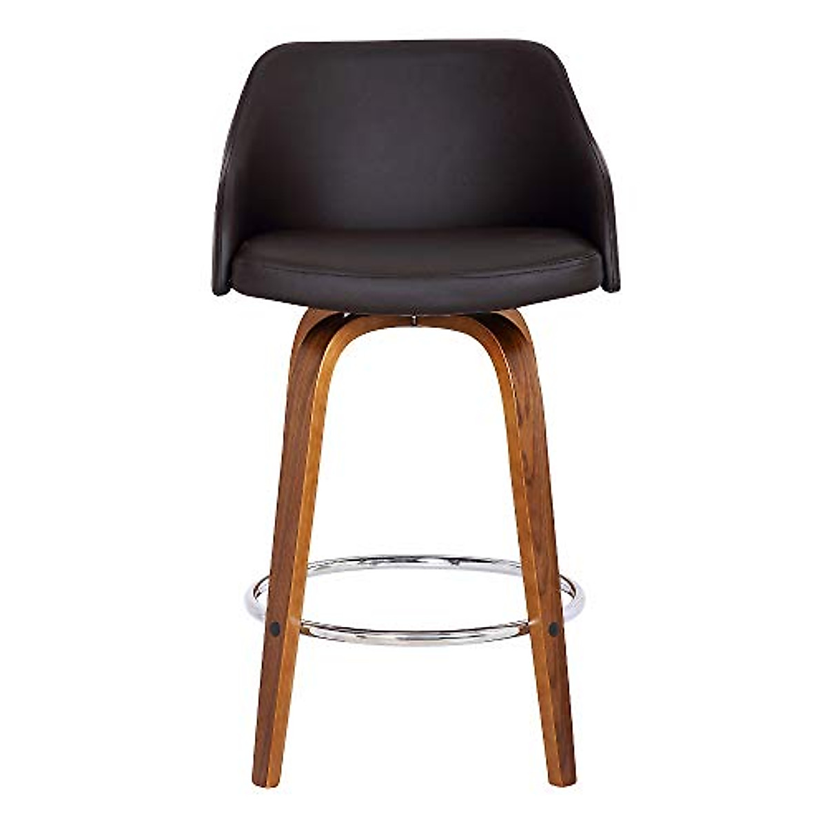 Alec Faux Leather Swivel Barstool, 26" Counter Height, Brown