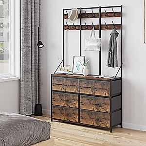 LUMTOK 8 Drawer Dresser, Chest of Drawers for Bedroom Living Room, Entryway, Fabric Storage Chest for Closets (Rustic Brown)