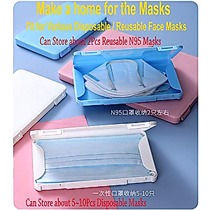 SANJINFON Portable Storage Case for Disposable/Reusable Face Masks, Plastic Case Holder Organizer for Various Masks/Card, Dust-proof, Moisture-proof Foldable Mask Storage Box with Lids (2PCS BL&WH)