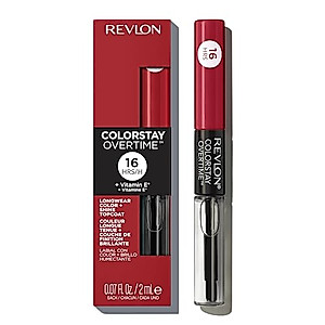 Revlon Liquid Lipstick with Clear Lip Gloss, ColorStay Overtime Lipcolor, Dual Ended with Vitamin E, 140 Ultimate Wine, 0.07 Fl Oz