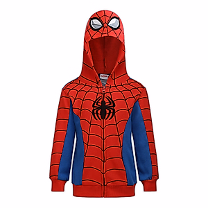 Marvel Avengers Captain America and Spider-Man Boys Zip-Up Hoodie for Toddlers and Big Kids Red