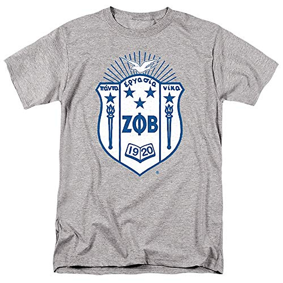 Zeta Phi Beta Sorority Official Distressed Primary Unisex Adult T-Shirt, Athletic Heather, Large