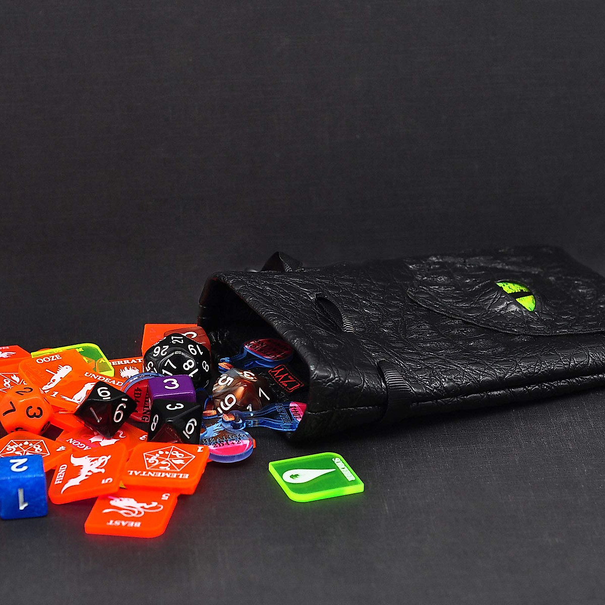 CZYY Drawstring Bag PU Leather Dice Pouch Perfect for RPG, D&D, Game (Green)