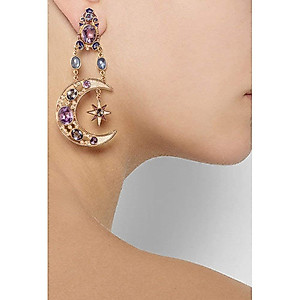 JOJO & LIN 18K Real Gold Plated Asymmetrical Earrings Sun Moon Star Statement Earrings for Women