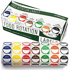 Day Dots Food Labels | 1" Date Dot Stickers for Food Containers, 7000 Labels with Dispenser Box