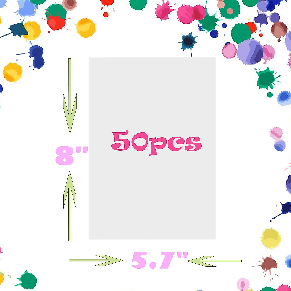 Hslordge 50PC Shrink Plastic Sheets,Shrink Paper Sheets,Shrink Film Sheets,-Semitransparent,8''x5.7'', 0.3mm, Design Your Own Shrink Art Craft