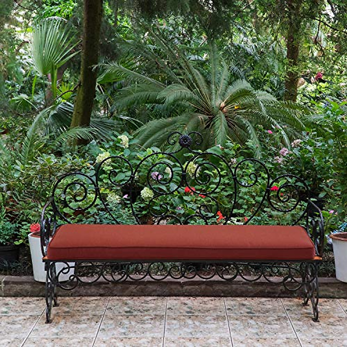 Patio Furniture Outdoor Bench Cushion Olefin Fabric Slipcover Sponge Foam 46.5” x 17.5” x 3” - Red Color