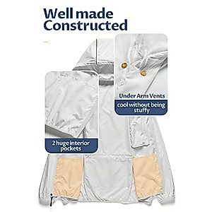 CREATMO US Men's Windproof Uv Protection Cycling Jacket Long Sleeve Wind Coat Hiking Fishing Bike Windbreaker Packable Rain Jacket Grey M