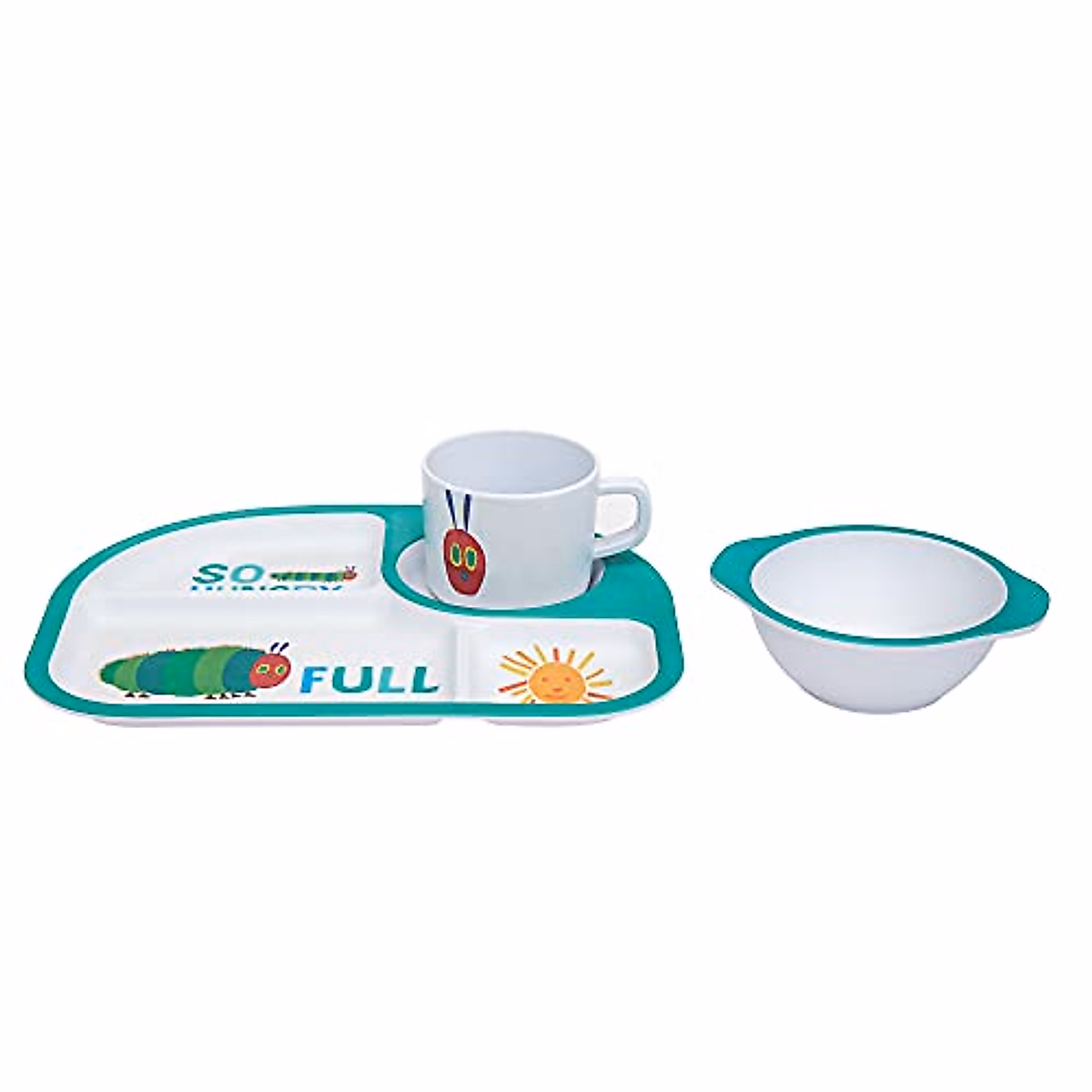 Eric Carle Toddler Plates Bowls and Cup Set, Kids Plate Set, Toddler Plate Set, Kids Plates, Kids Dinnerware Set, BPA Free Melamine Dishes, The Very Hungry Caterpillar