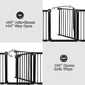 SYCYH Baby Gate for Stairs and Doorways 29.93" to 51.5" Extra Wide Safety Baby Gate with Door, Auto-Close Safety Pet Dog Gates for The House