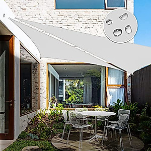 Windscreen4less Terylene Waterproof Sun Shade Sail UV Blocker Triangle Sunshade Patio Canopy Sail 12' x 12' x 12' in Color Light Grey 260GSM