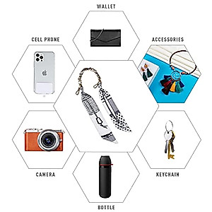 LAVAVIK Phone Lanyard Silk Scarf Upscale Chain Wrist Strap Keychain Wallet Lanyard With 2 Tether Tab Compatible with all Smartphone Cases White