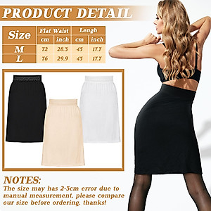 Newcotte 3 Pcs Women Half Slips for Under Dresses Knee Length Half Slips Underskirt with Lace Waistband for Women (Medium)