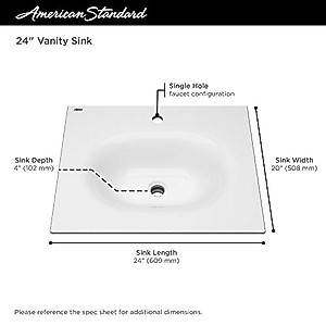 American Standard 1297001.020 Studio S 24-inch Vanity Top Sink – Center Hole, White