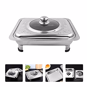 Cold Food Buffet Buffet Food Warmer Thickened Stainless Steel Chafing Dish with Lid Temperature Maintenance Food Holder Warmer Tray for Catering Buffet Kitchen Party Dining Buffet Server