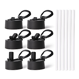 PYD Life 6 Pack Replacement Sippy Up Plastic Lid with Straw and Handle for 17 OZ 25 OZ 30 OZ,18 OZ 22 OZ 32 OZ Sublimation Sports Water Bottles