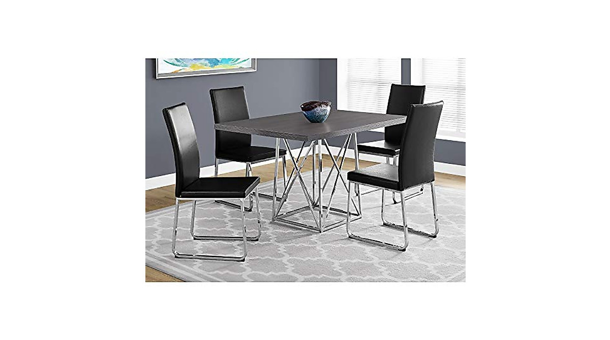 Modern Monarch Dining Table - Grey/Chrome Finish