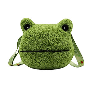 RARITYUS Cute Frog Crossbody Shoulder Bag Coin Purse Plush Mini Cartoon Satchel Handbags for Kids Girls Boys Women