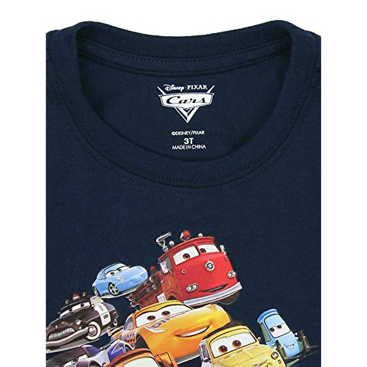 Disney Cars Lightning McQueen Toddler Long Sleeve T-Shirt Tee (3T, Navy)