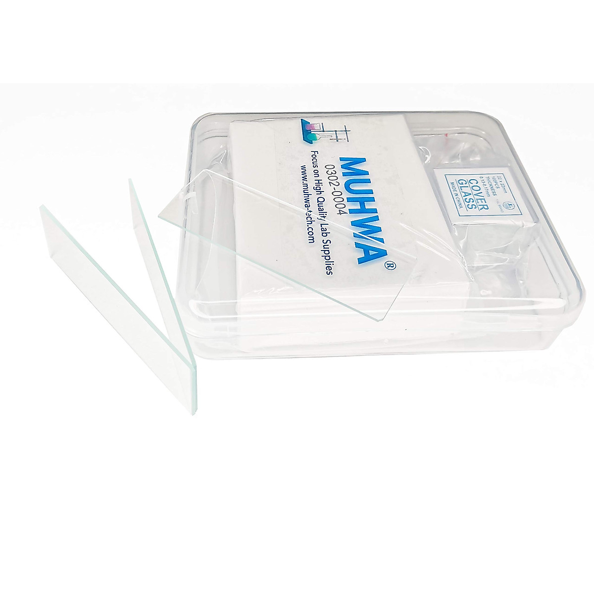 MUHWA 50PCS Blank Microscope Slides and 100 PCS 22mmx22mm Square Cover Glass (7101 Non-Frosted)