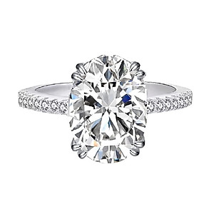 GUIDECUN 5.0ct Classic Shiny Oval Cut Cubic Zirconia Engagement Rings Solitaire Halo Promise Ring for Women Size 6-10 (US size 9)