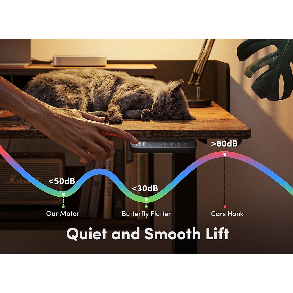FEZIBO 55" Electric Standing Desk with Shelves, 55 x 24 Inch Sit Stand Rising Desk with Monitor Stand and Storage, Ergonomic Home Office Computer Desk, Rustic
