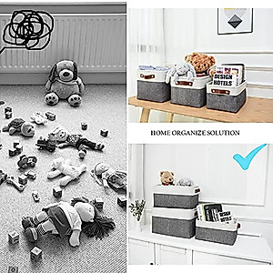 MeCids Storage Bins - 3-Piece Packs Collapsible Fabric Large Storage Baskets Bins - Organizers and Storage for Closet Shelves, Toy, Office, Nursery – Large, Medium & Small Sizes