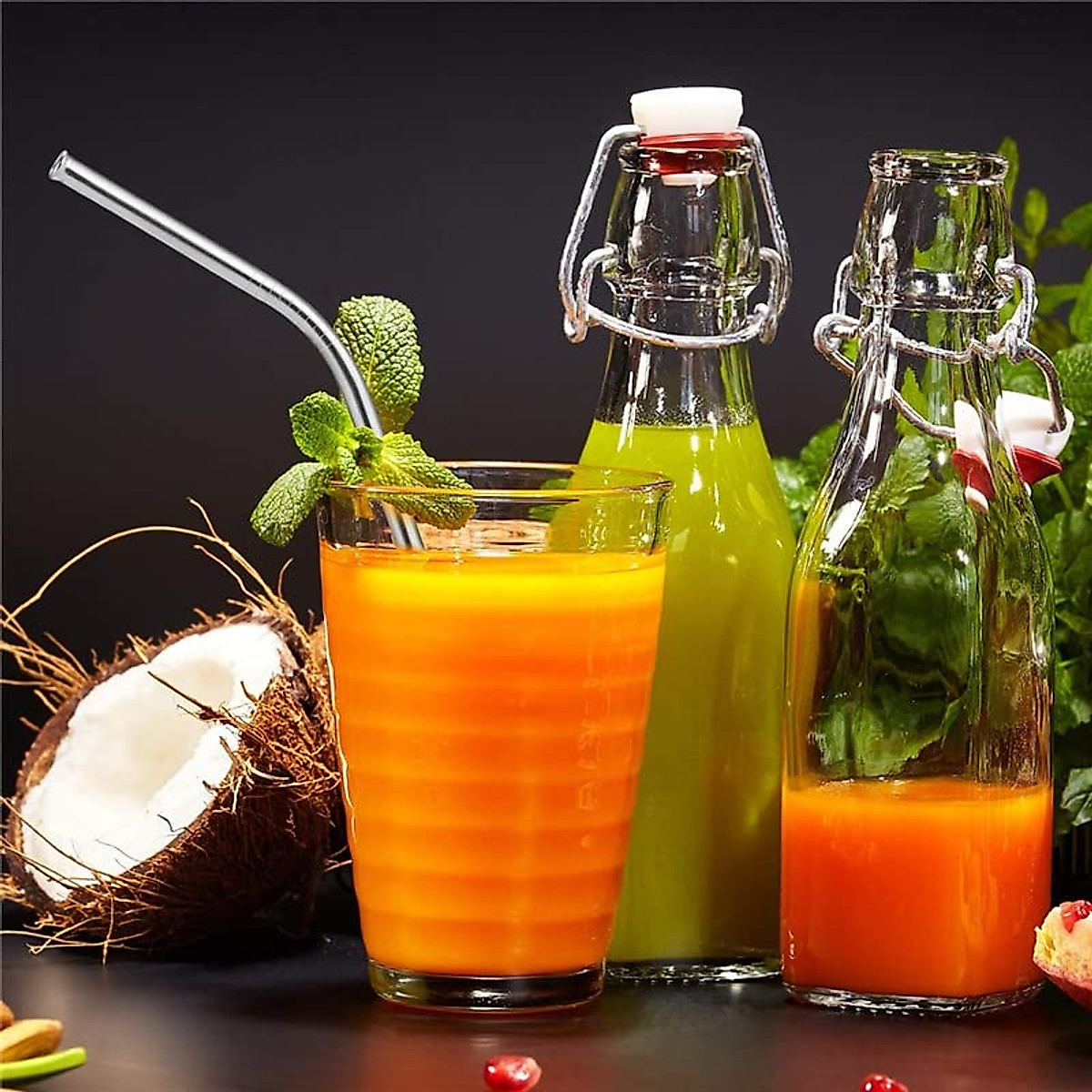 Zam Imports 12-Pack Gold Silver Stainless Steel Straws Reusable Metal Drinking Straws for Yeti Tumblers Dishwasher Safe, 2 Brushes and case Included, One Size, 13-RS-ZI