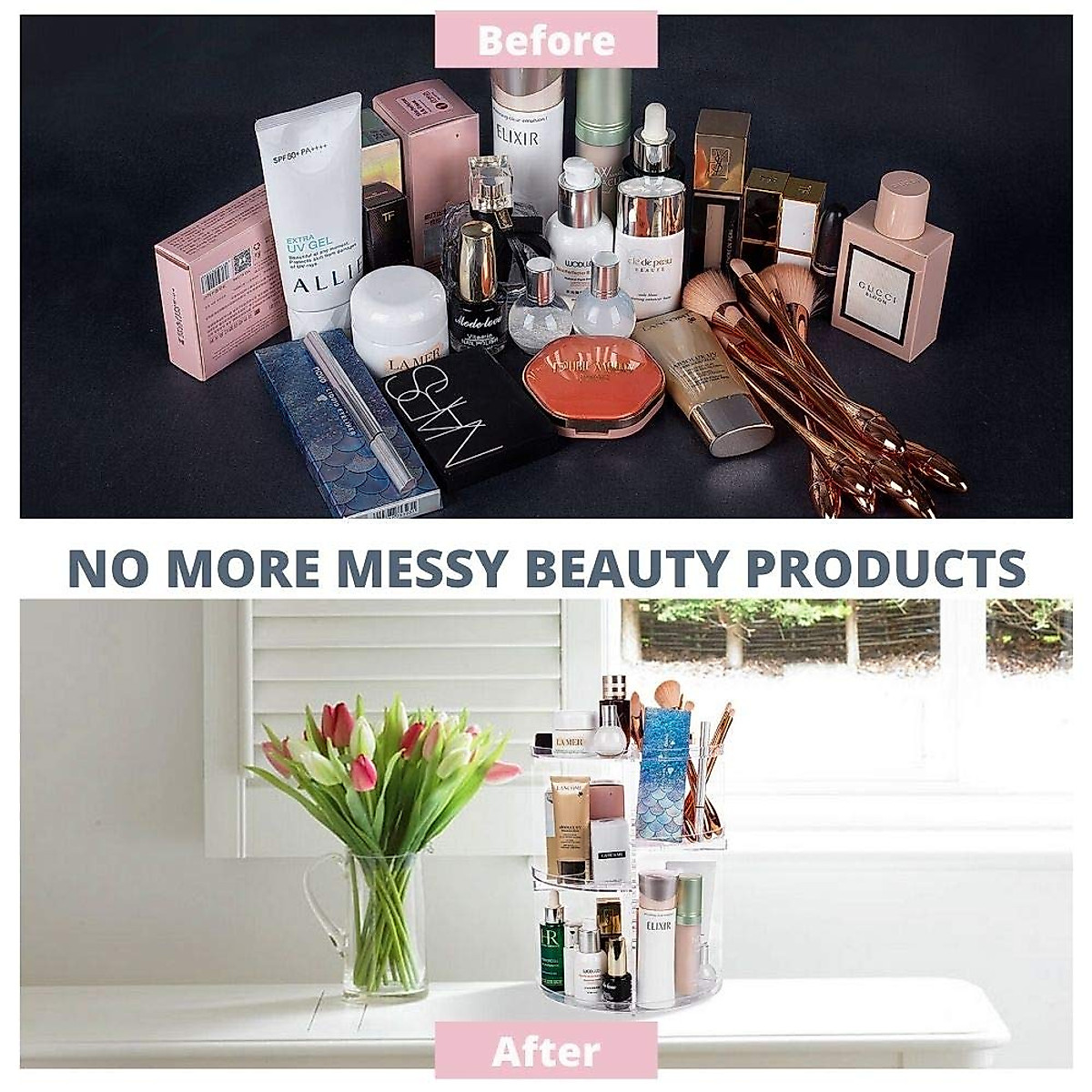 360 Rotating Makeup Organizers, Acrylic Makeup Organizers Bathroom Lazy Susan Organizer 360 Organizer Makeup Spinning Cosmetics Organizer Perfume Organizer for Cosmetics, Brushes, Creams - Clear