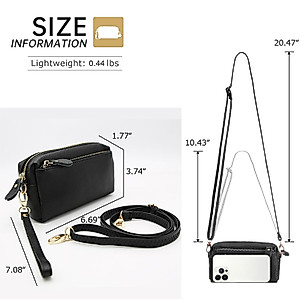 Genuine Leather Wristlet Clutch Wallet Purses for Women Small Crossbody Bags 7 Inch Shoulder Handbag 2 Straps, Coffe