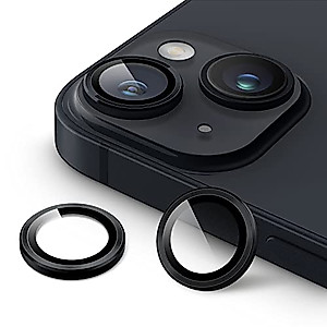 JETech Camera Lens Protector for iPhone 14 6.1-Inch and iPhone 14 Plus 6.7-Inch, 9H Tempered Glass Metal Individual Ring Cover, HD Clear, 2-Pack (Midnight)