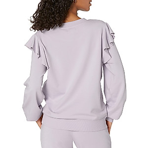 The Drop Women's Ruby Ruffle Sleeve Crewneck Sweatshirt, Dusty Purple, S