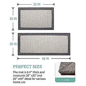 AMOAMI Kitchen Rugs and Mats Non Skid Washable, Absorbent Rug for Kitchen, Large Kitchen Floor Mats for in Front of Sink, 2 PCS Set 20"x32"+20"x48"